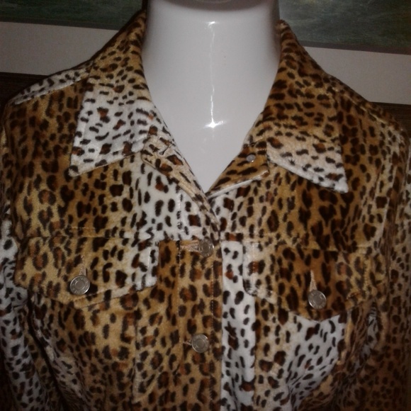 Baccini | Jackets & Coats | Leopard Print Jeans Style Jacket | Poshmark
